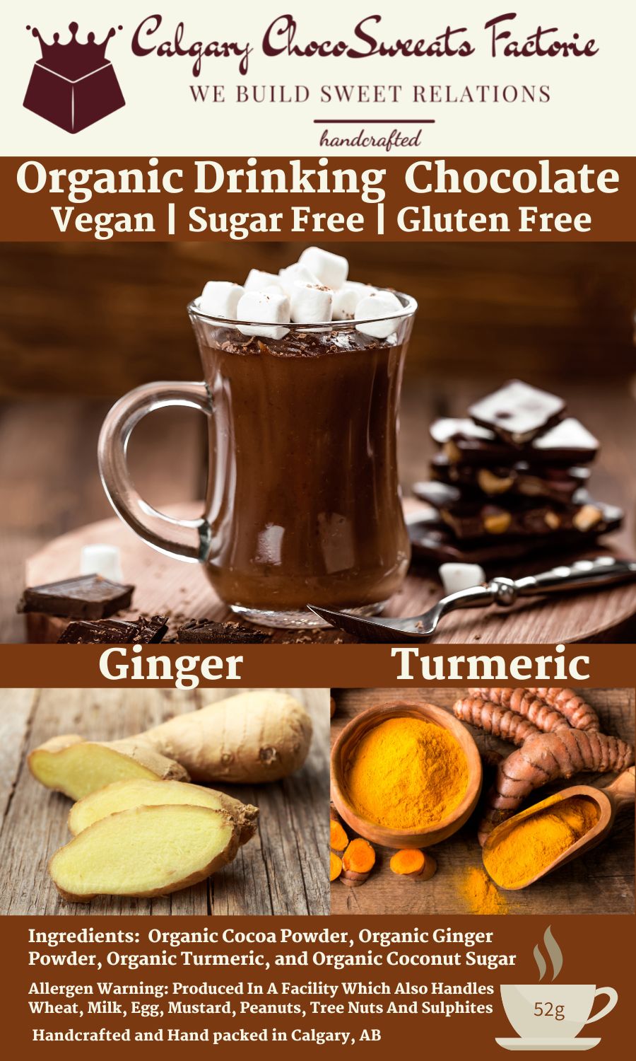 Ginger Turmeric - Organic Drinking Chocolate – Calgary ChocoSweeats ...