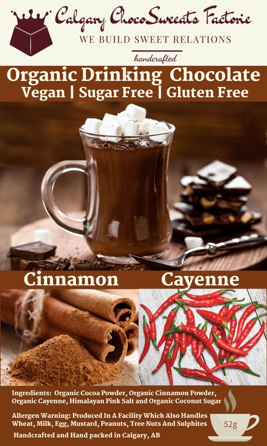 Cinnamon Cayenne - Organic Drinking Chocolate – Calgary ChocoSweeats ...